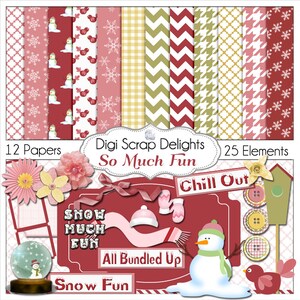 Christmas Clip Art: Snow Much Fun Digital Scrapbook Kit With Snowmen in ...