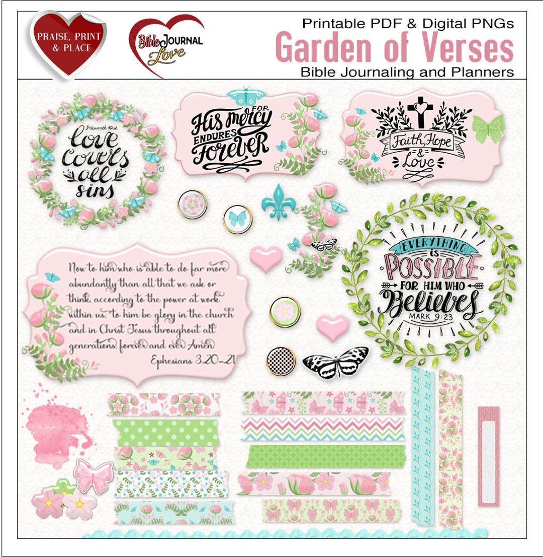 Garden of Verses Printable Bible Journal BOTH Digital Kit and Printable ...
