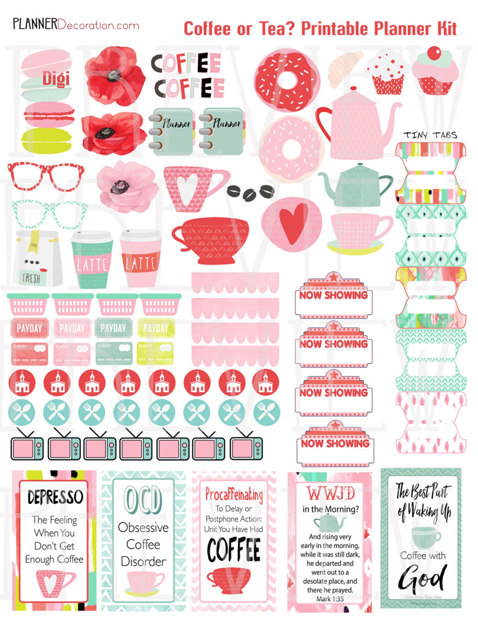 Planner Kit Printable Planner Stickers Kit Watercolor Ikat - Etsy.de