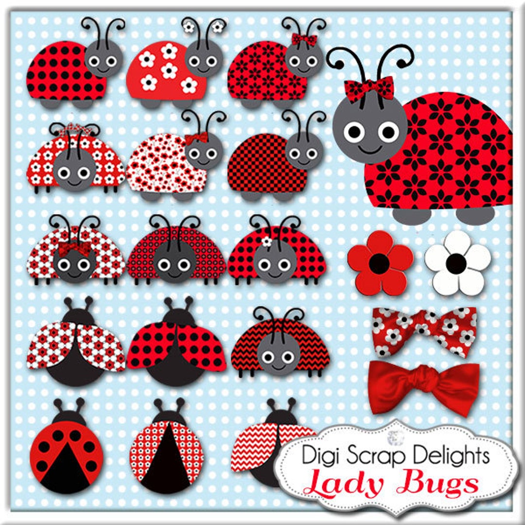 Ladybug Clip Art in Red and Black for Bible Journaling, Digital ...