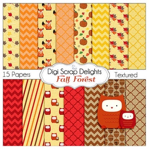 SAVE 60 Percent Fall Digital Papers Bundle W Leaf & Owls Clip Art for ...