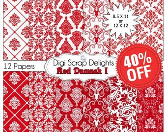 Red Damask Paper - Etsy