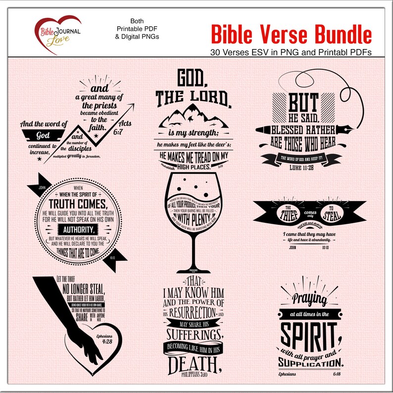 30 Bible Verse Bundle Life Principles Theme in Printable Pdfs - Etsy