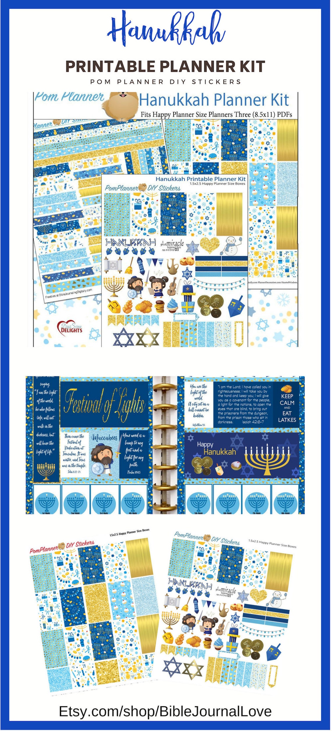 Planner Kit Hanukkah Printable Planner Kit Happy Planner Size - Etsy Canada