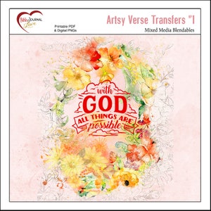 Artsy Bible Verse Blendable Transfers Set 1 Mixed Media Overlays. Both ...