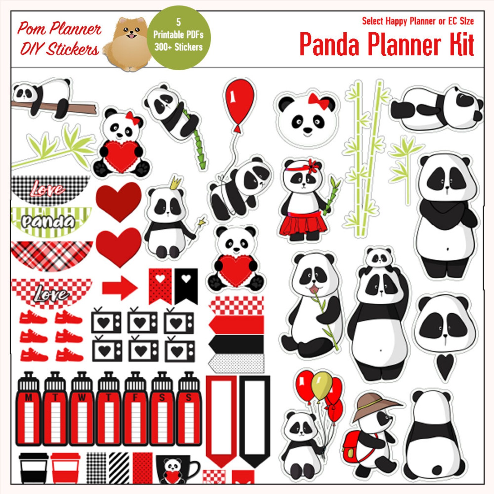 Planner Kit Panda Printable Planner Kit Happy Planner Size - Etsy