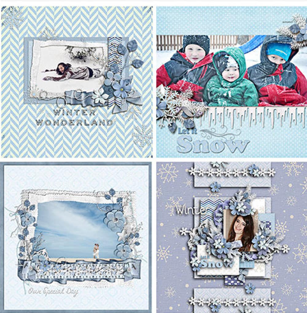 SALE Frozen Winter Frost Digital Scrapbook Kit Blue Papers & - Etsy