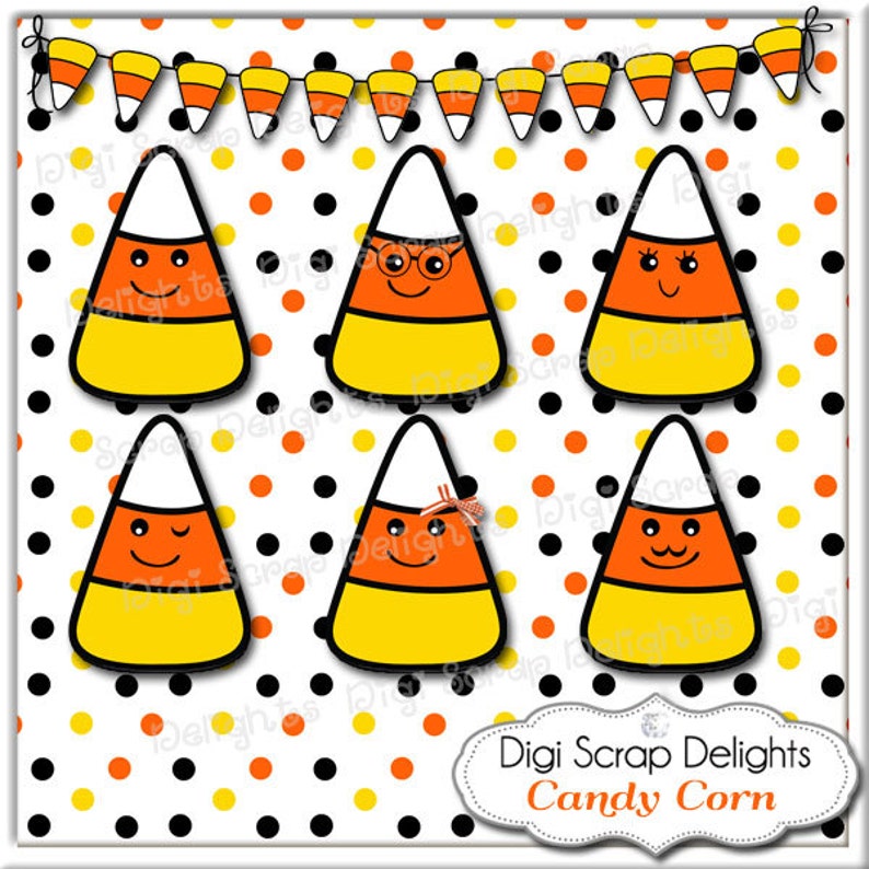 Candy Corn Clip Art Owl Digital Papers Black Orange Yellow - Etsy