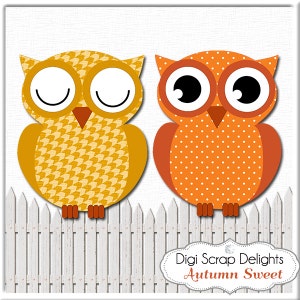 Autumn Owls Clip Art, Fall, Thanksgiving Scrapbooking, Autumn Colors ...