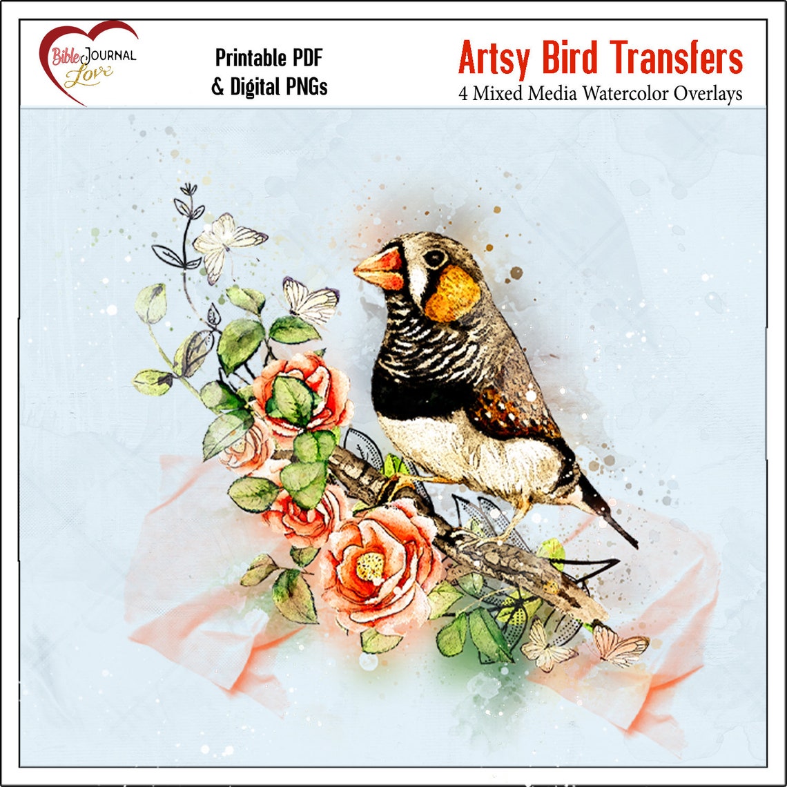 Artsy Bird Transfer. Blendables Set 10 Birds Flowers Herbs - Etsy