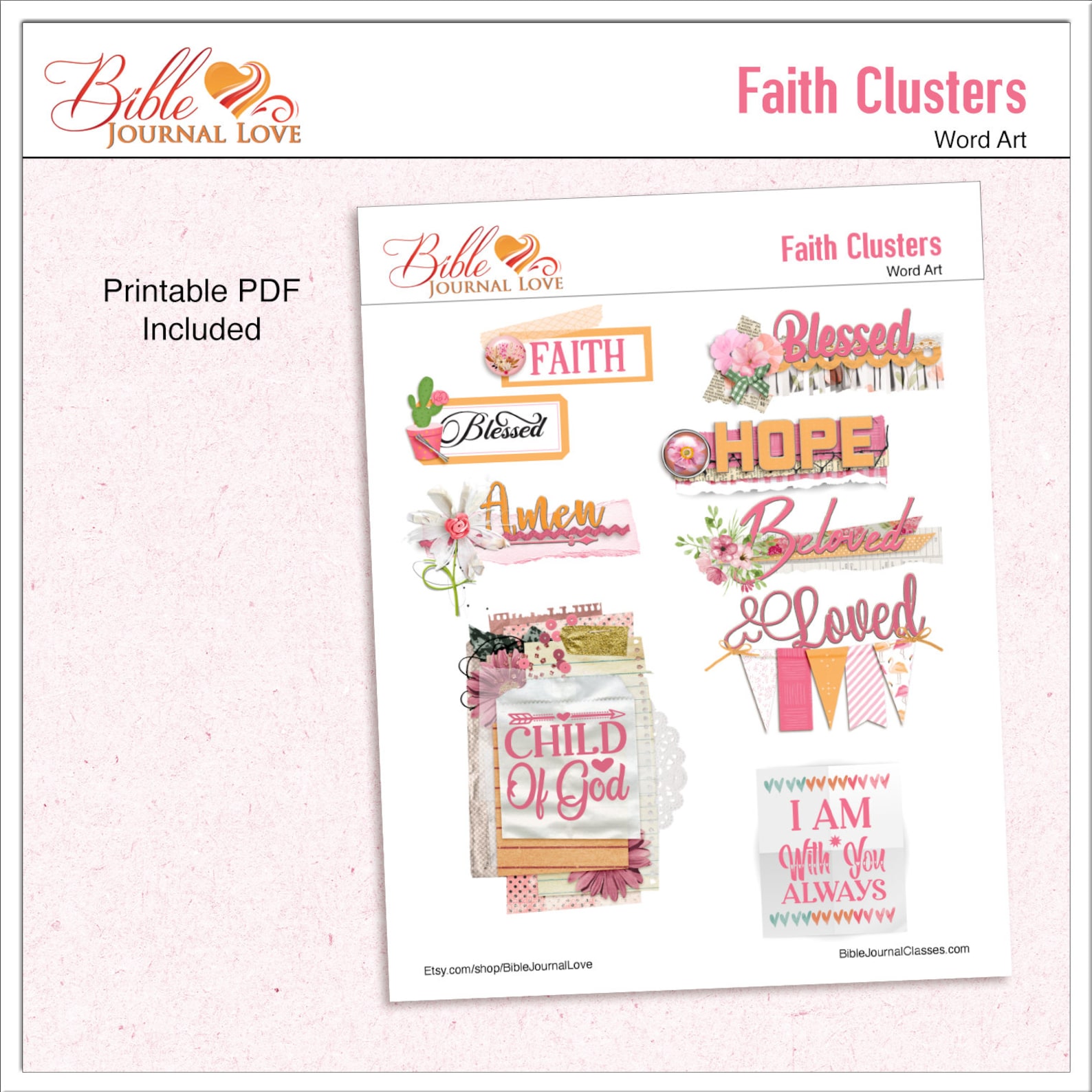 Faith Cluster Word Art Both Printable & Digital Faith - Etsy