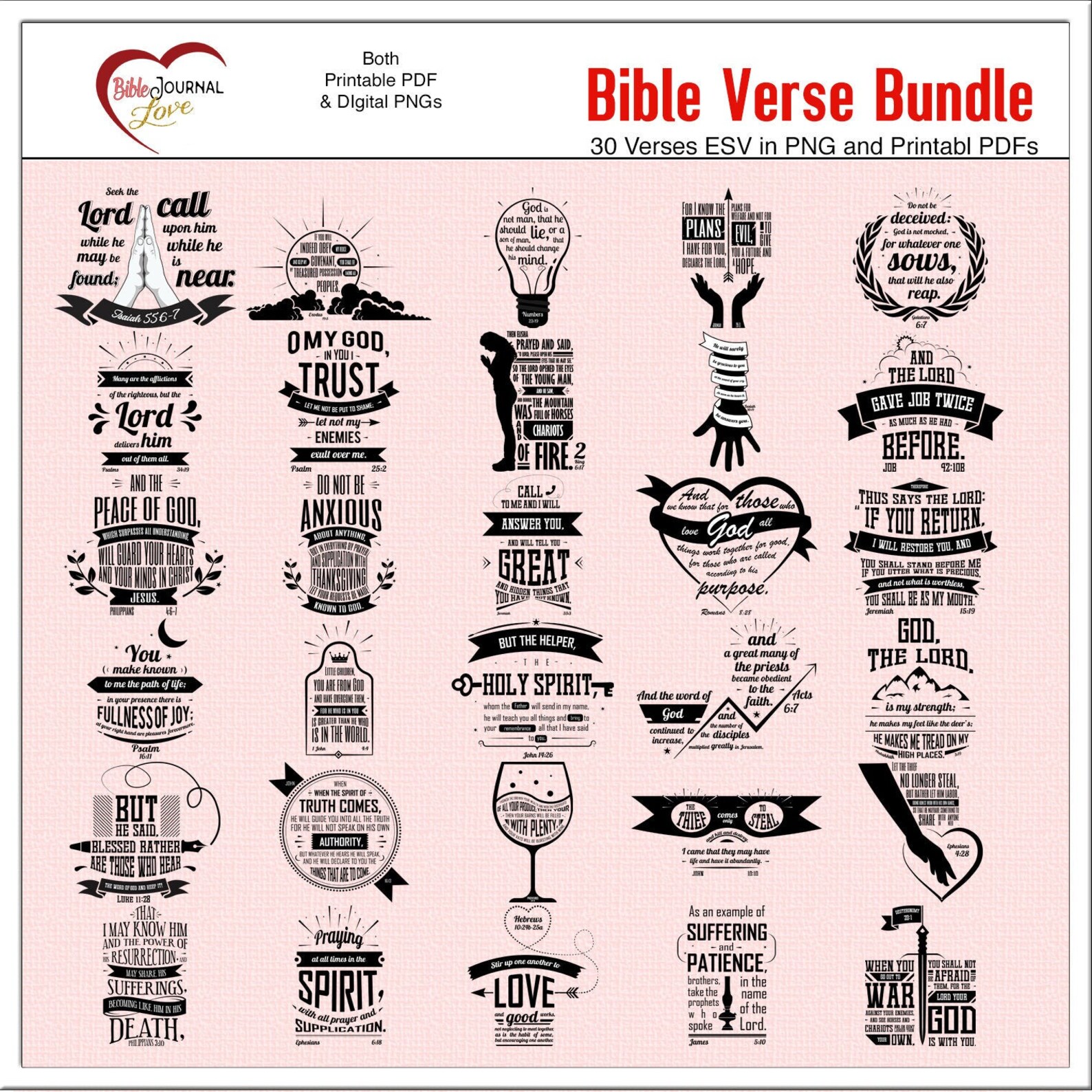 30 Bible Verse Bundle Life Principles Theme in Printable Pdfs - Etsy