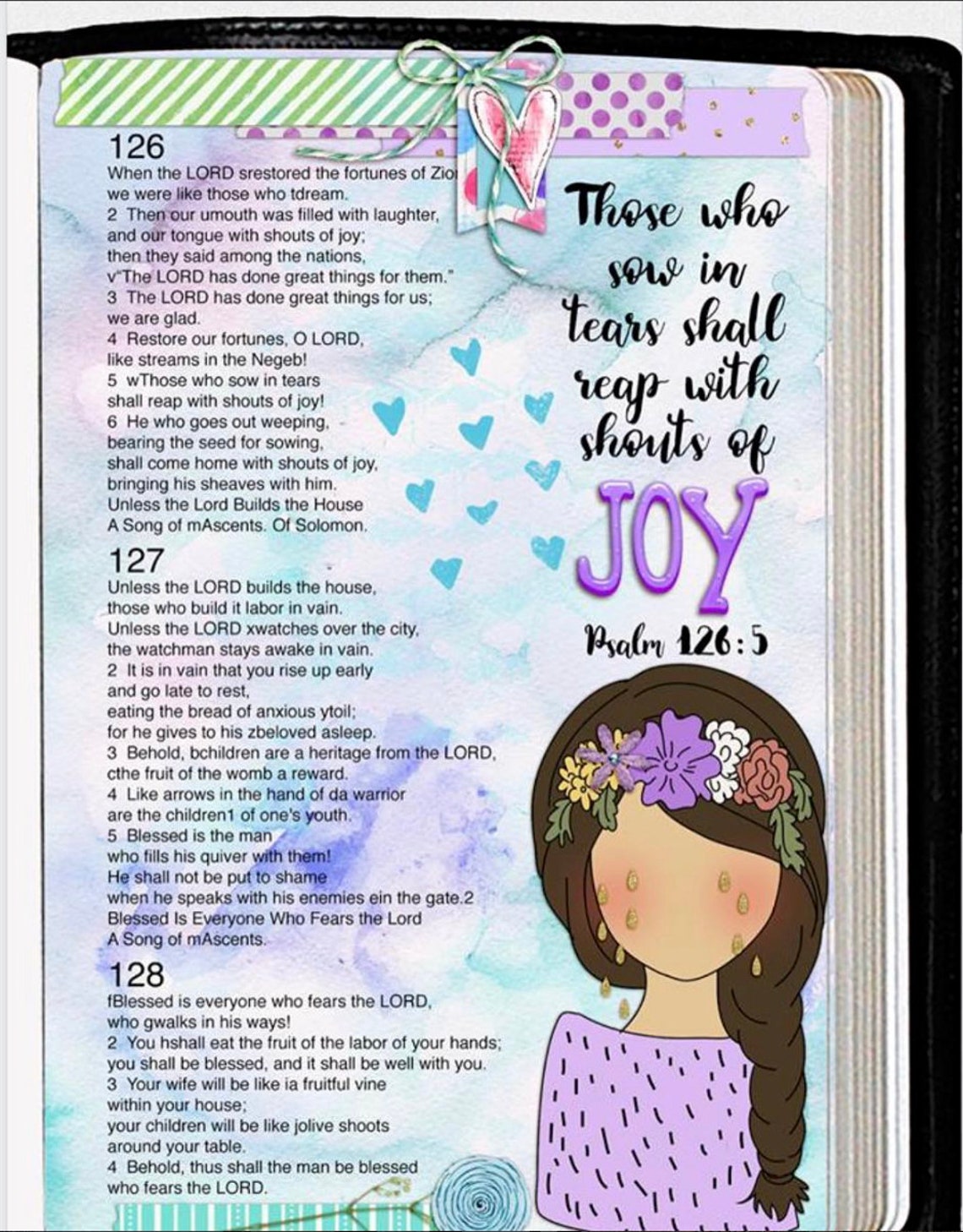 Art Journaling or Bible Journaling Girls With Garlands in | Etsy