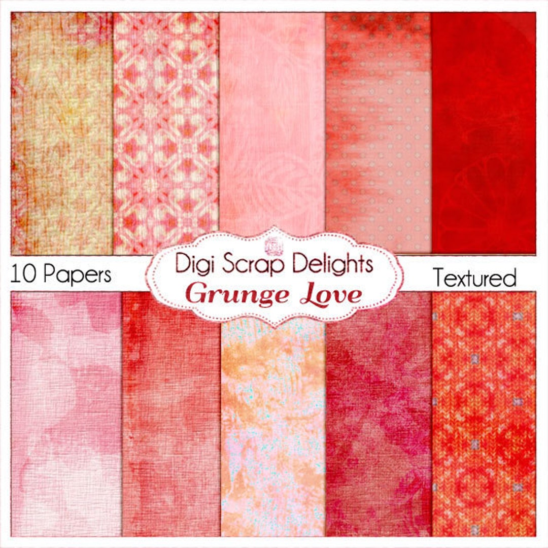 Grunge Love Digital Papers for Shabby Chic Art Journaling, Card Making ...