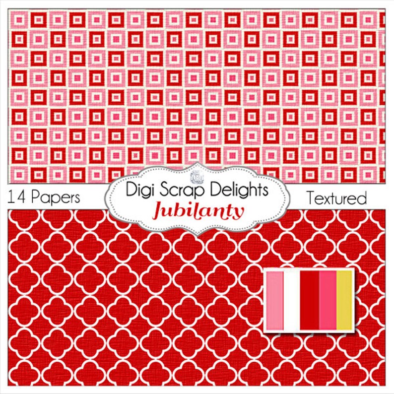 Valentine Digital Papers in Red Pink and Yellow Gold - Etsy