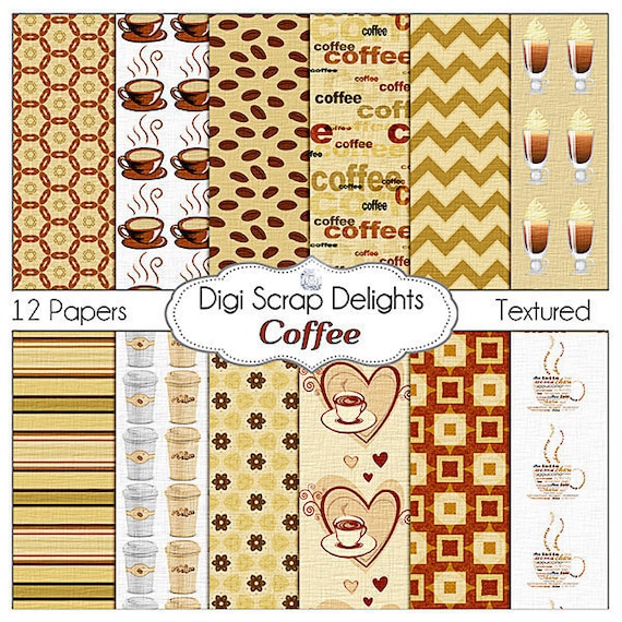SALE 1.75 Coffee Scrapbook Papers Coffee Clip Art for Digital | Etsy