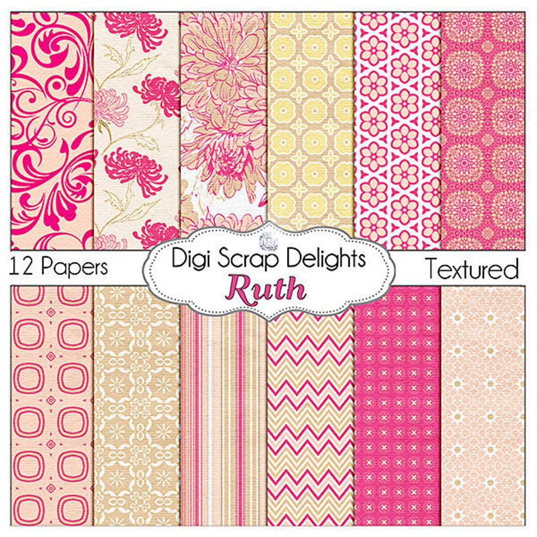 SALE 1.75 Pink Digital Papers: Ruth Scrapbook Paper for Digital ...