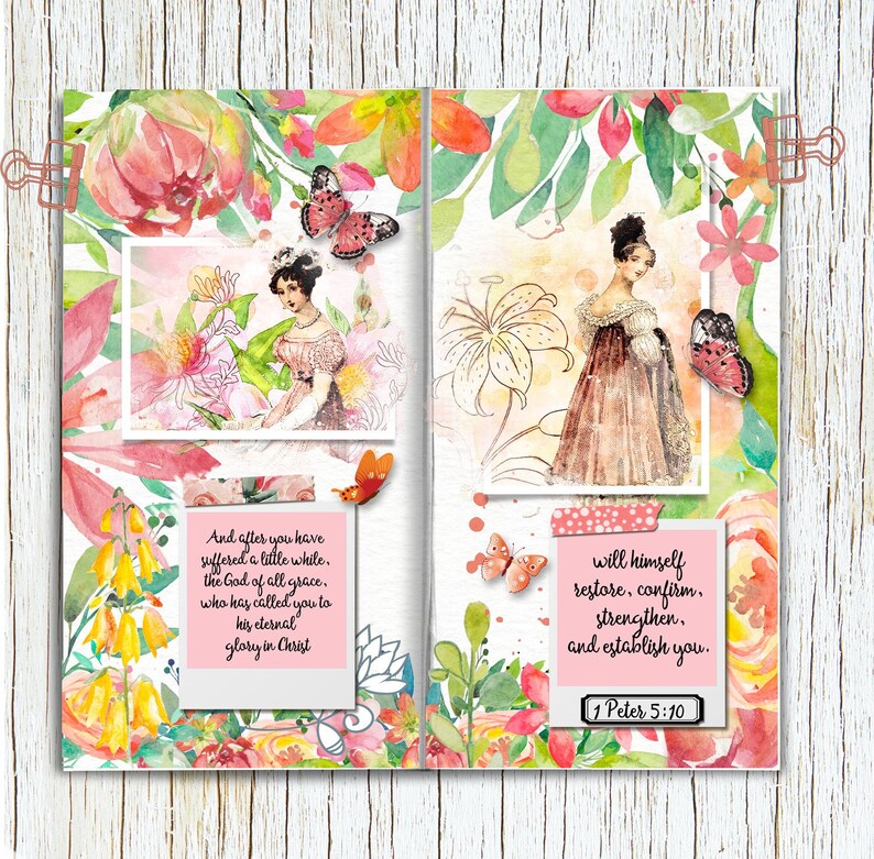 Artsy Layered Travlers Notebook Template No. 4 Botanical | Etsy