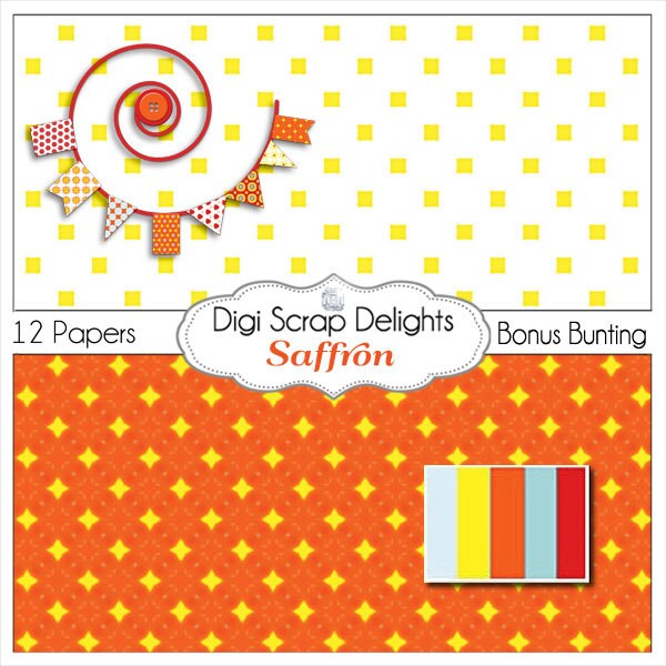 SALE 1.75 Saffron Scrapbook Paper Yellow Red & Orange for - Etsy