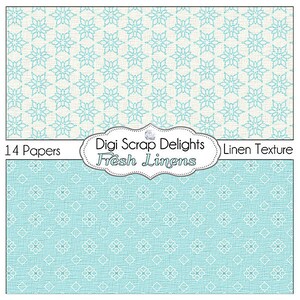 Fresh Linens Digital Scrapbook Paper (blue & Green Digital Scrapbooking ...
