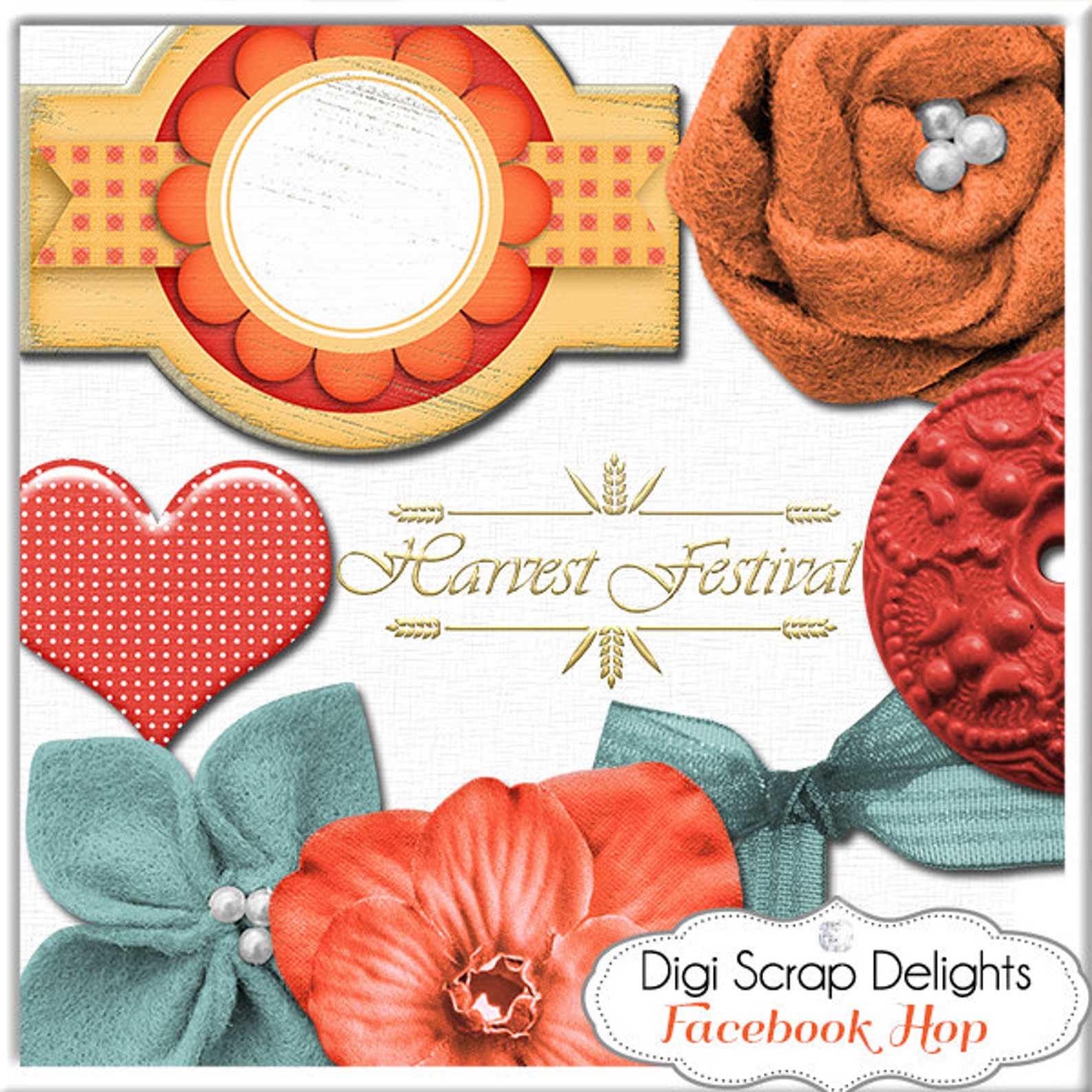 Autumn Days Digital Scrapbook Kit in Orange Red Blue Red - Etsy