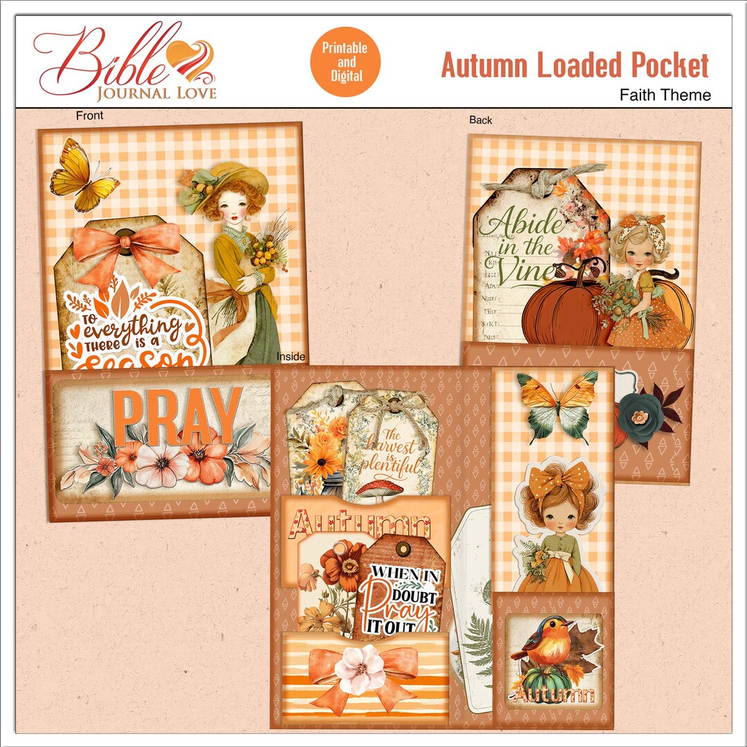 Autumn Faith Journaling Kit: Printable Ephemera, Tags, Pockets (PDF ...