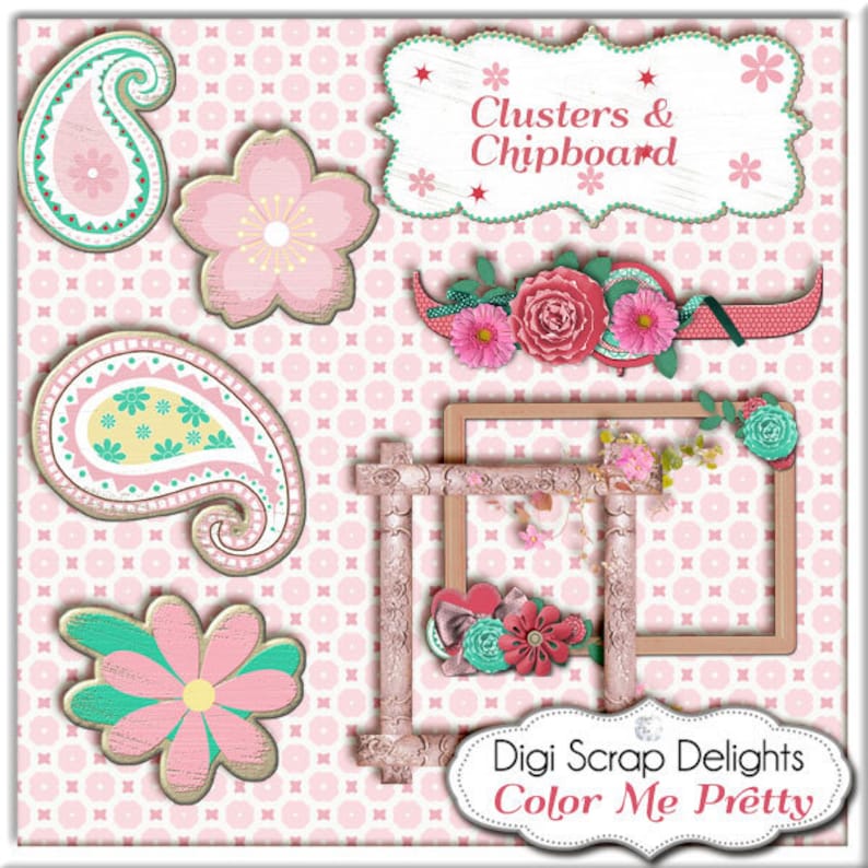 50% off Color Me Pretty Digital Scrapbook Kit in Pink Red - Etsy
