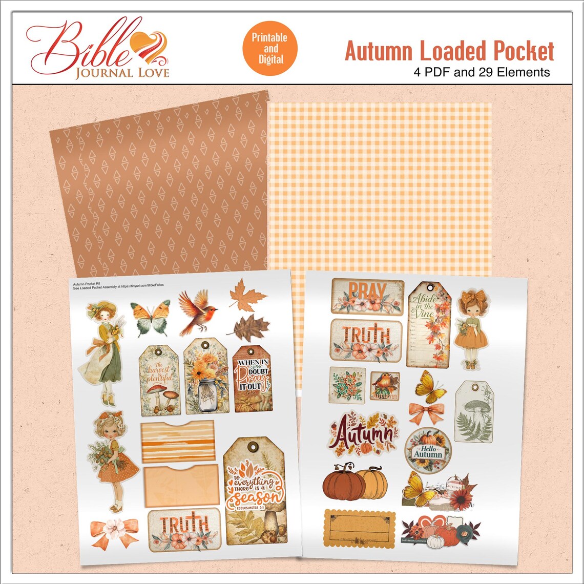 Autumn Faith Journaling Kit: Printable Ephemera, Tags, Pockets (PDF ...