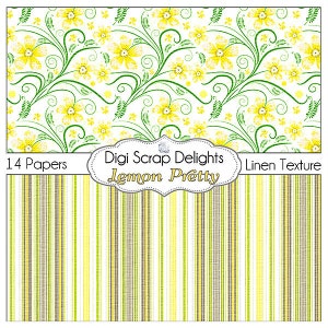 SALE 1.75 Lemon Pretty Digital Papers in Lime Green & Lemon - Etsy