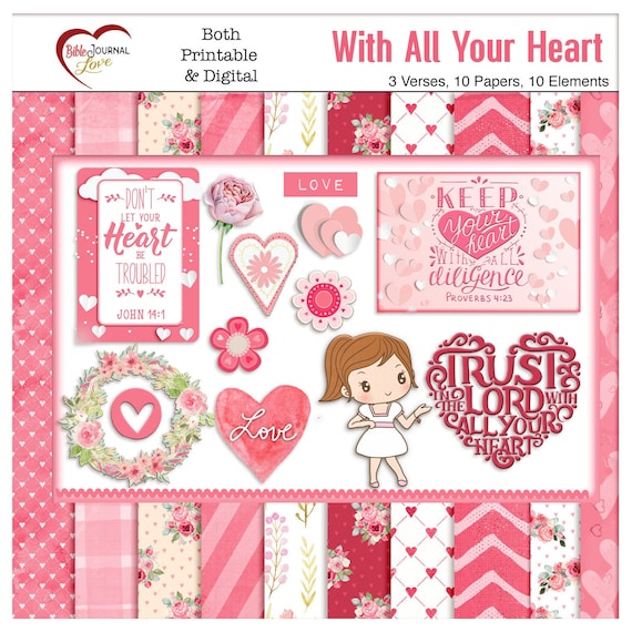 Valentine Heart Bible Journal Mini Kit: 3 Bible Verses 10 | Etsy