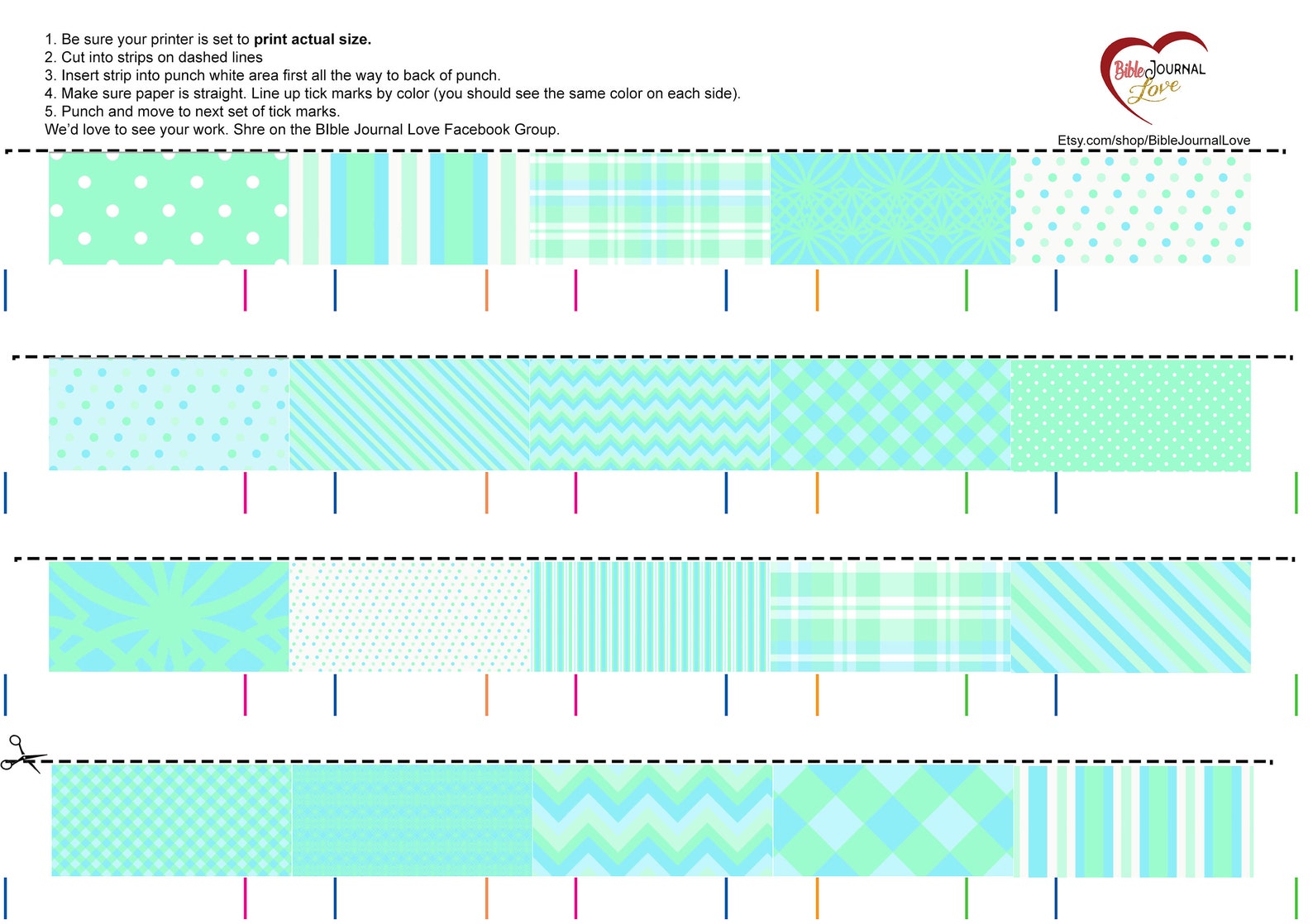 Printable Punch Ready Bible Tabs for Bible Journalling / Blue | Etsy