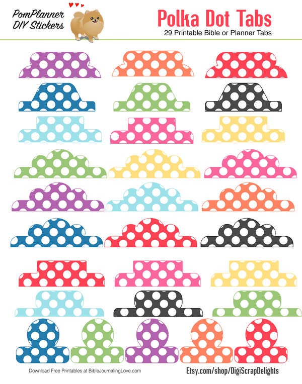 Printable Polkadot Tabs for Bible Journalling or Planners: Add | Etsy