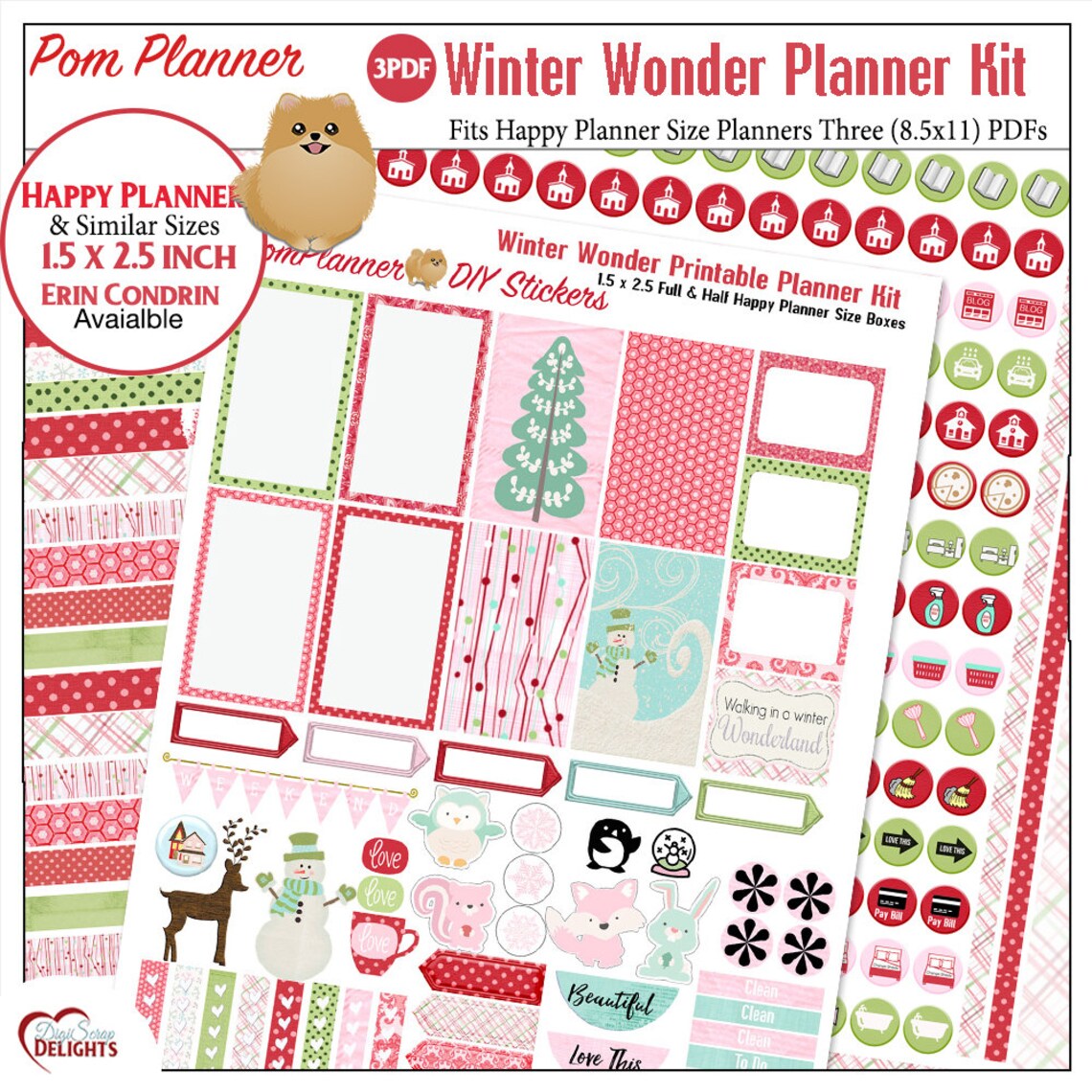 Planner Kit Winter Wonder Printable Planner Kit 3 Pdfs EC or | Etsy