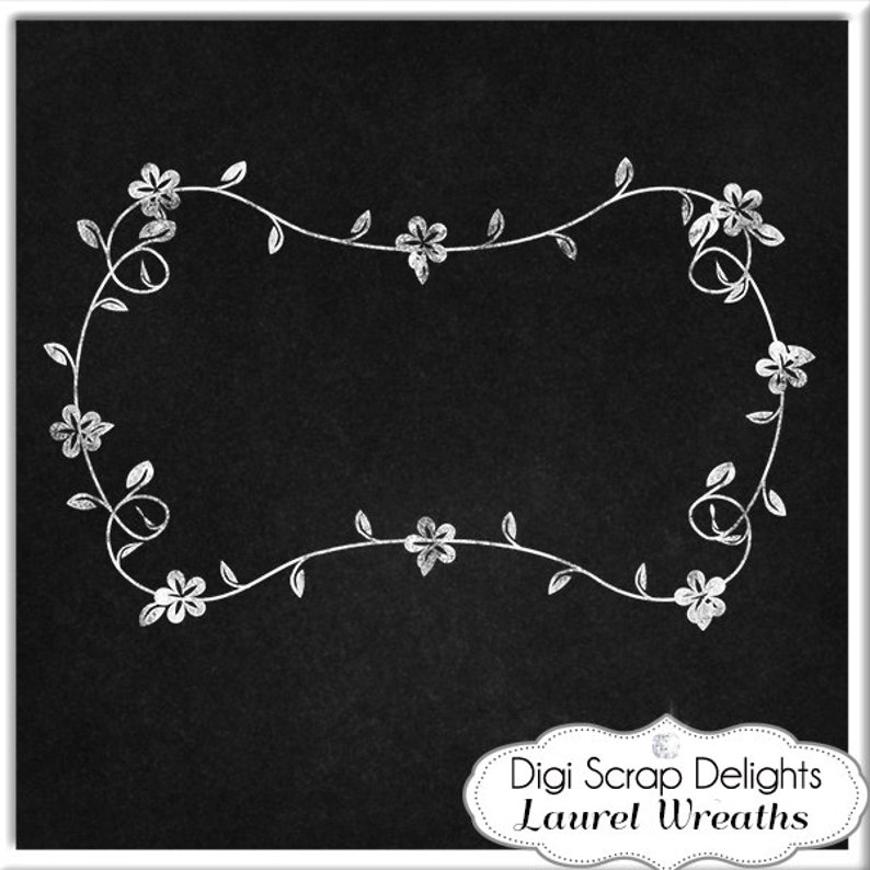 Digital Laurel Wreath Chalk Frames // Chalkboard Clip Art - Etsy