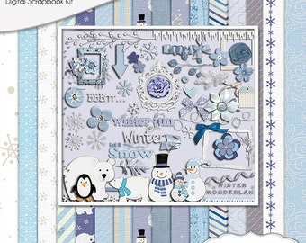 Frozen Digital Papers for Snow Scrapbooking Snowman Snow | Etsy