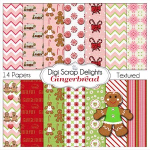 Gingerbread Digital Scrapbook Kit Clip Art in Pink Red - Etsy