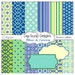 SALE 1.75 Blue Green Digital Scrapbook Paper in Blue Green and Aqua ...