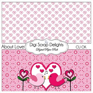 Valentine Clip Art, Digital Scrapbook Papers & Bird Clip Art in Shades ...
