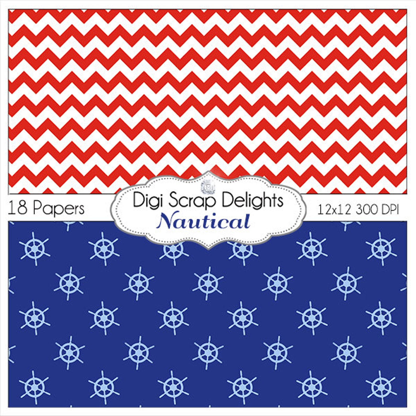 SALE 1.75 Nautical Digital Papers Red White Blue Sailboats - Etsy
