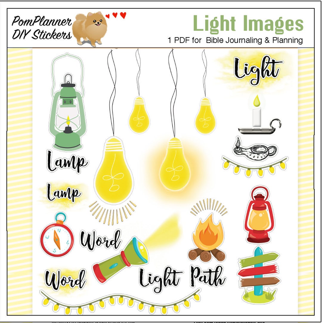 Light DIY Stickers for Bible Journaling, PDF , Wordart, Flash Light ...