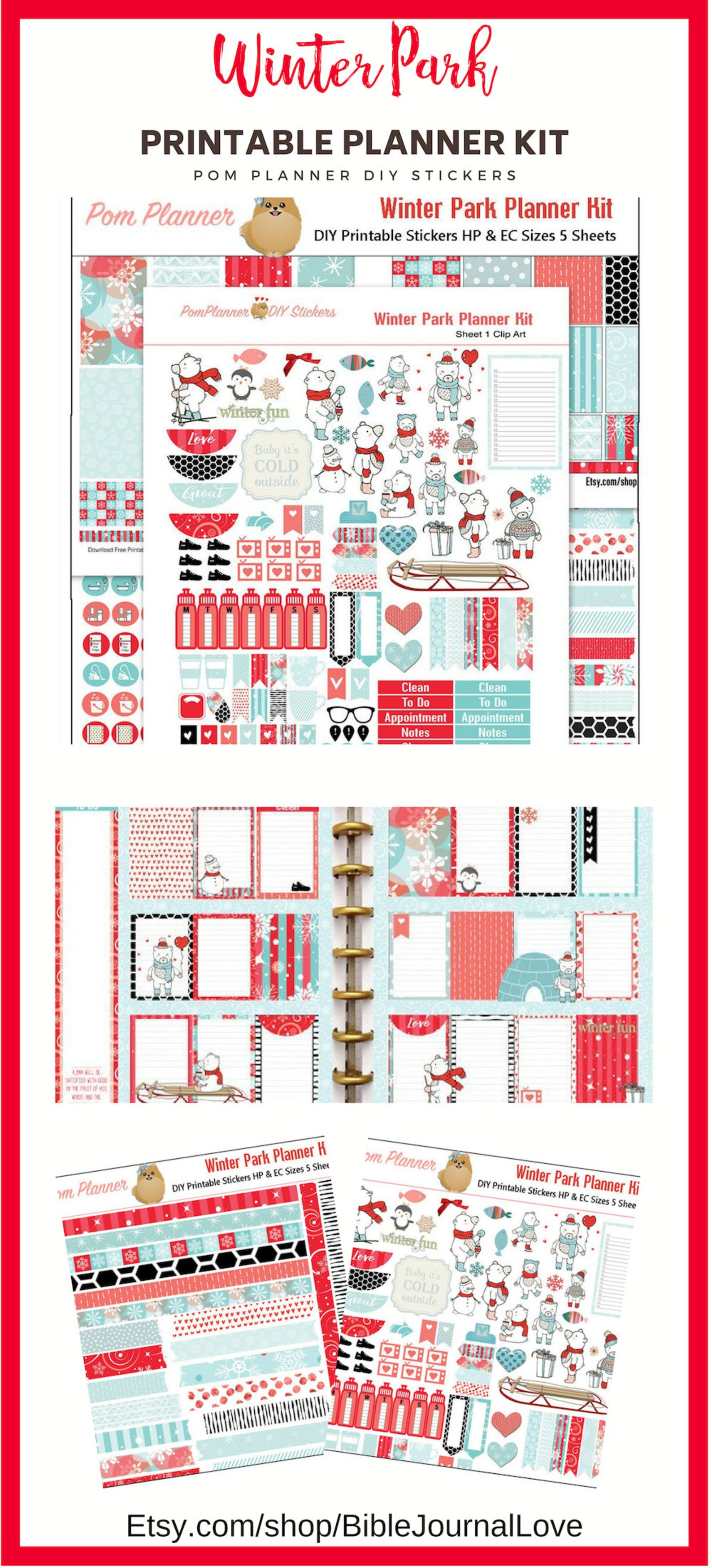 SALE Planner Kit Stickers Winter Park Printable Planner Kit 5 - Etsy