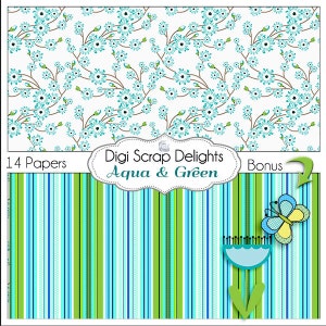 Aqua Green Digital Papers for Digital Scrapbooking, Card Making, Crafts ...