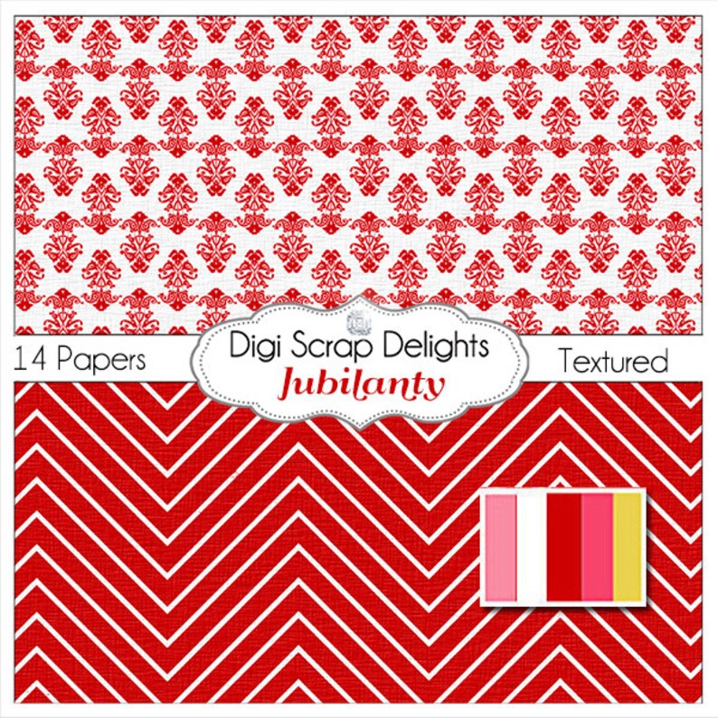 Valentine Digital Papers in Red Pink and Yellow Gold - Etsy