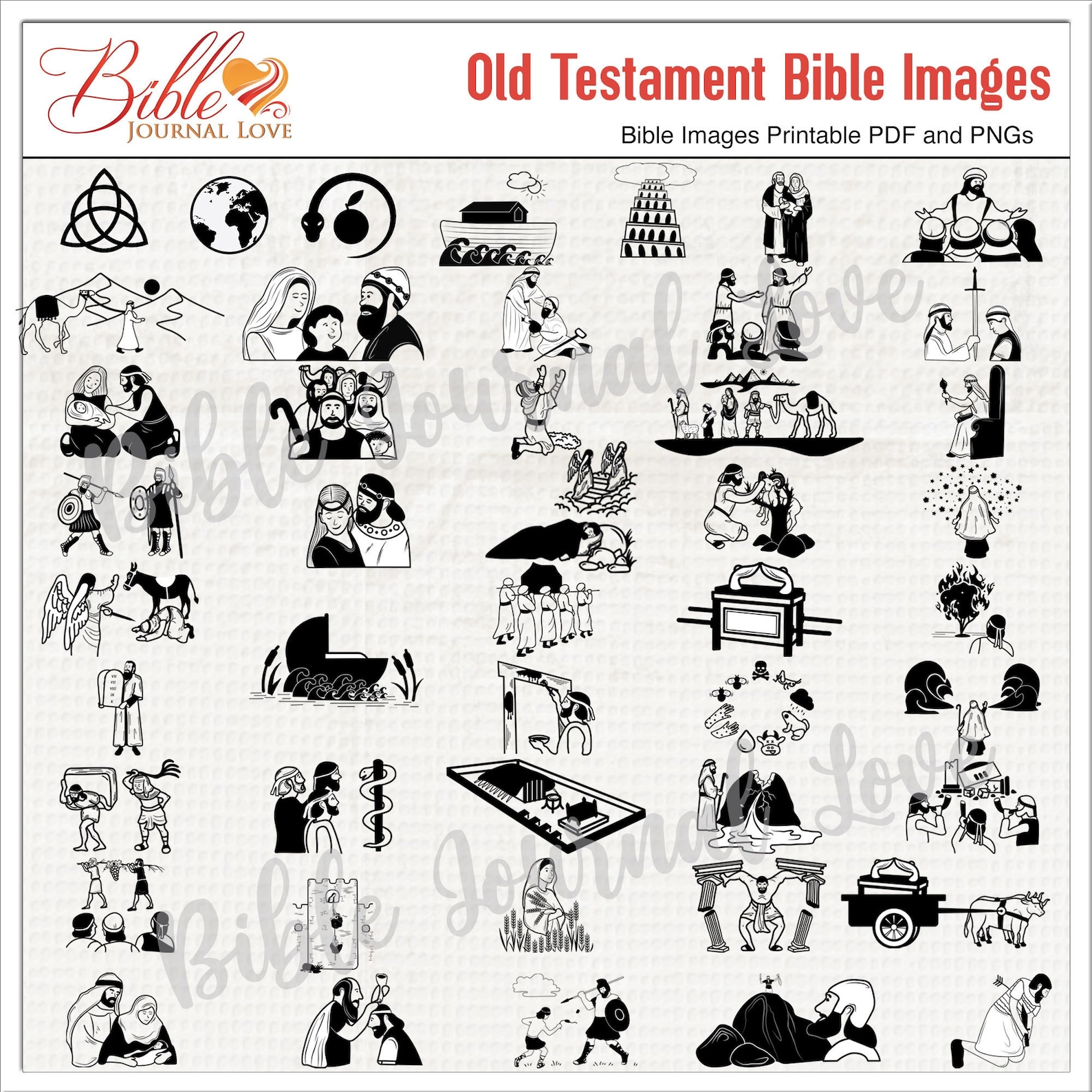 50 Old Testament Bible Images Clip Art Icons Bible Journaling Moses ...