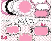Pink and Black Labels 1 Clip Art for W Zebra Stripes & Polka - Etsy