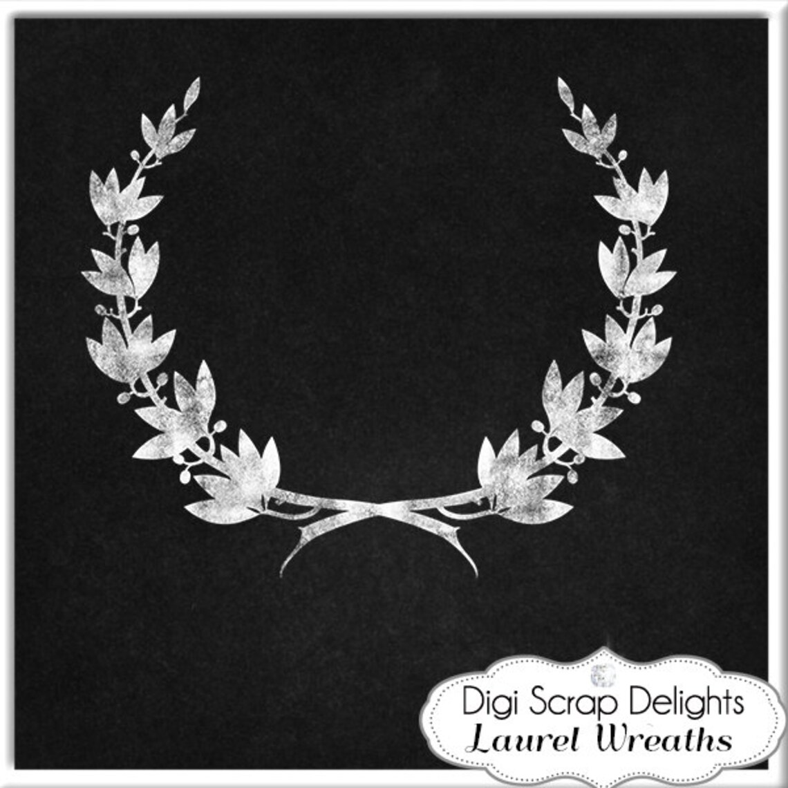 Digital Laurel Wreath Chalk Frames // Chalkboard Clip Art - Etsy