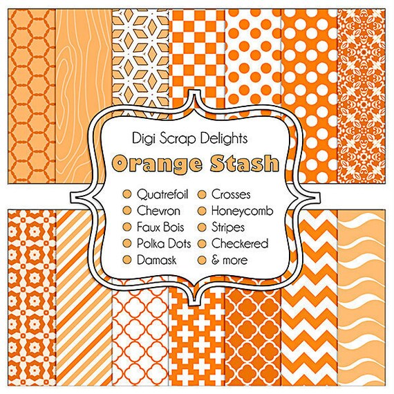 Orange Digital Scrapbook Paper for Commerical Use: | Etsy