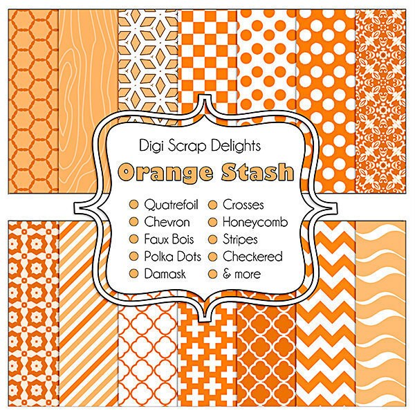 Orange Digital Scrapbook Paper for Commerical Use: | Etsy