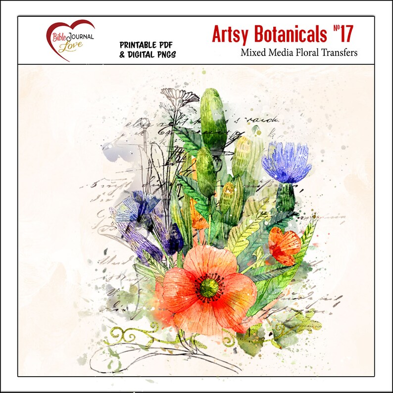 Artsy Wildflowers Botanical Transfers Set 17 Blendables Mixed - Etsy