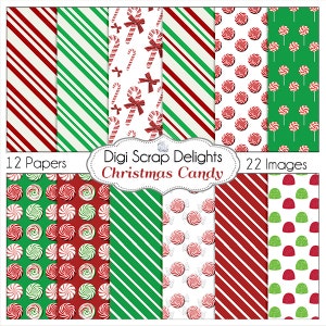 Christmas Clip Art, Digital Candy Cane, Peppermint, Gum Drops, Red ...